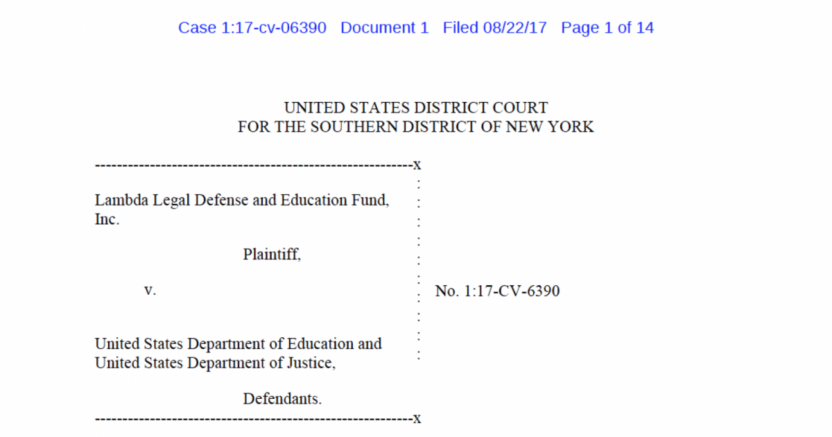 Complaint | Lambda Legal Legacy